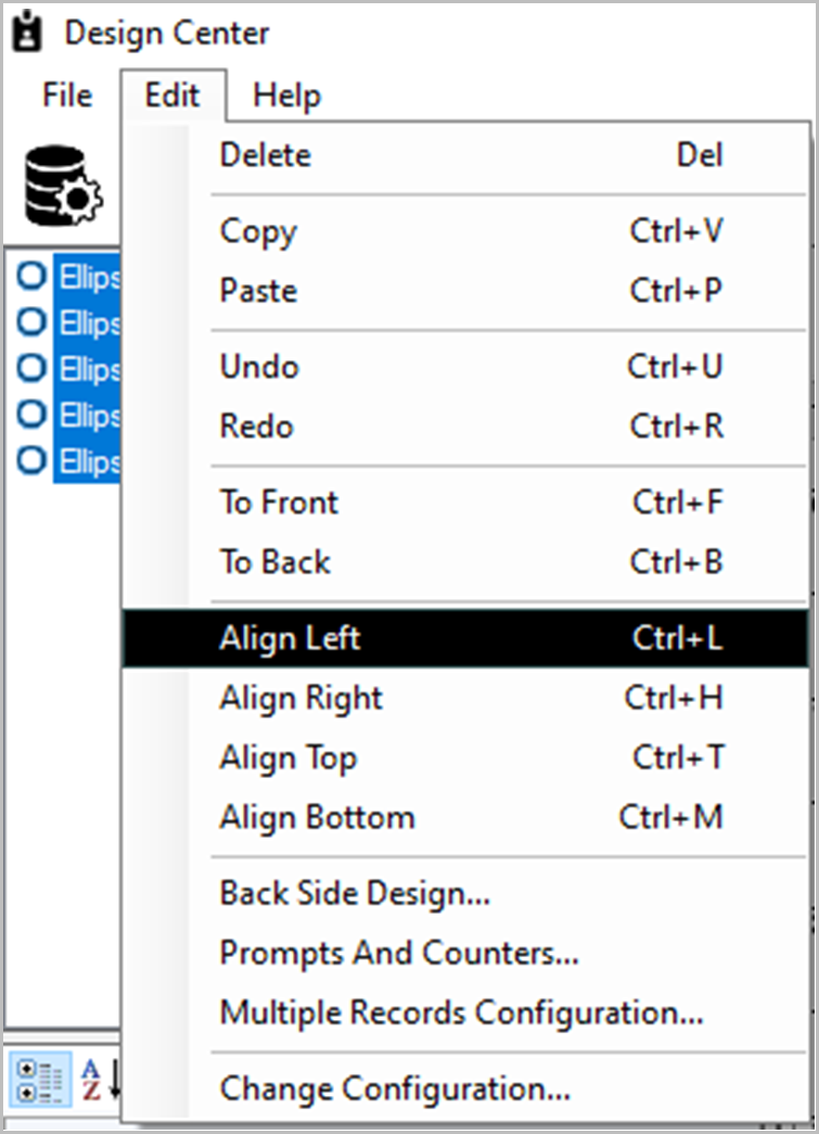 How do you align multiple objects in the ID Badging Design Center?