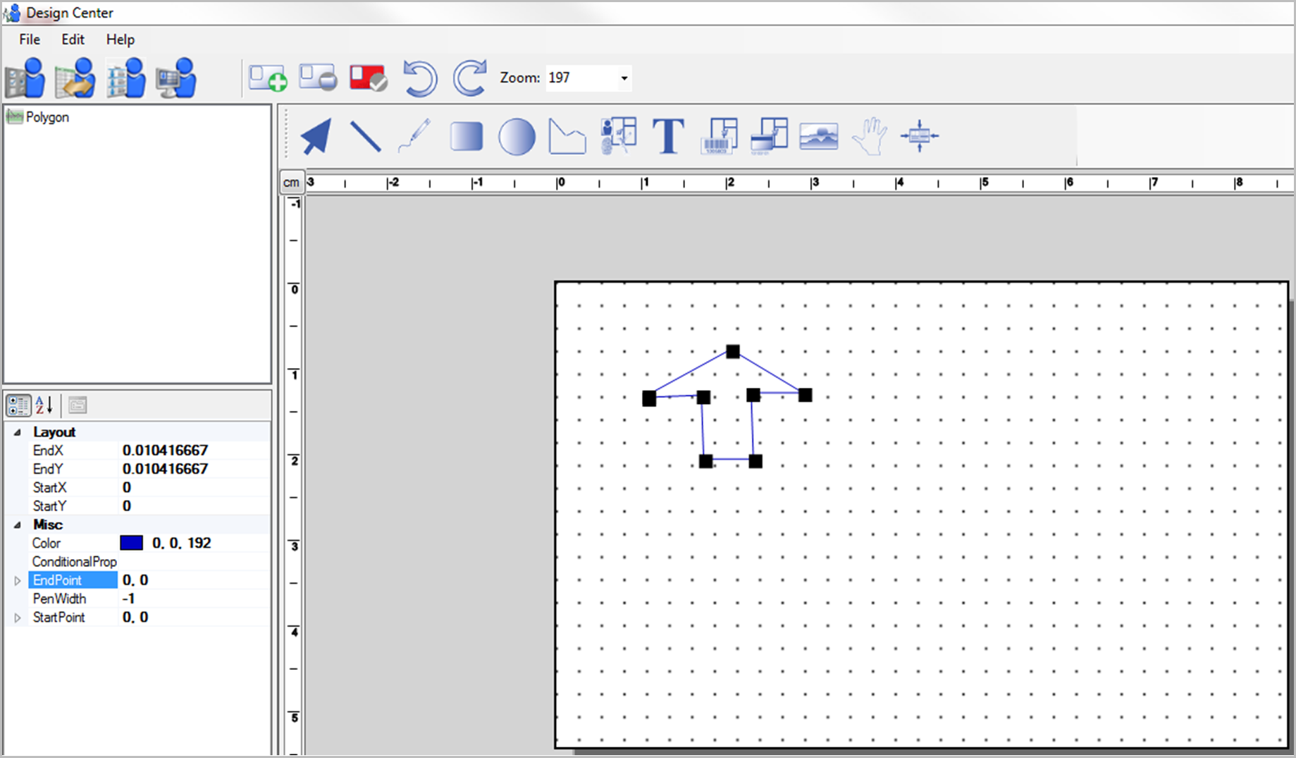 How do you use the Polygon tool in the ID Badging design center?
